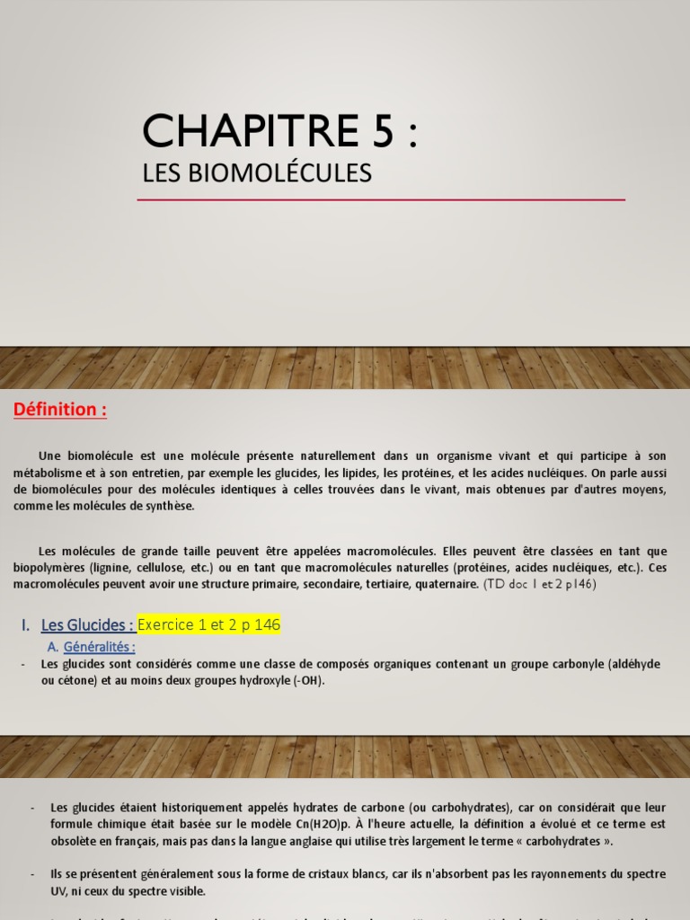 Chapitre 5 Les Biomolecules | PDF