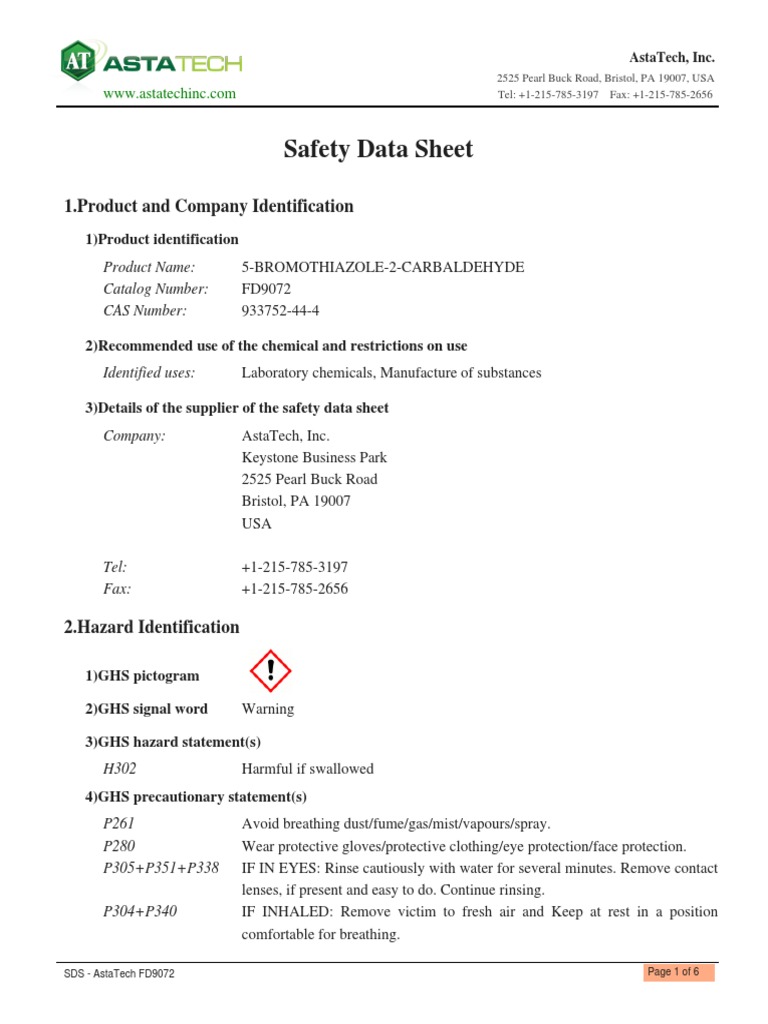 AstaTech SDS-FD9072 | PDF