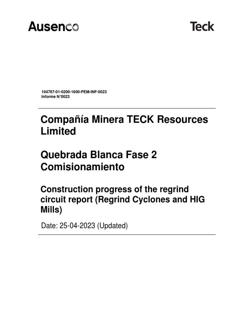 Informe Avance Constructivo Ciclones y HIGMill ENG - v2 | PDF ...