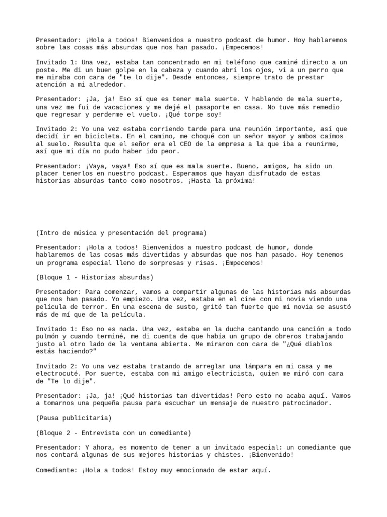 Guiones Humor | PDF | Humor | Comedia en vivo