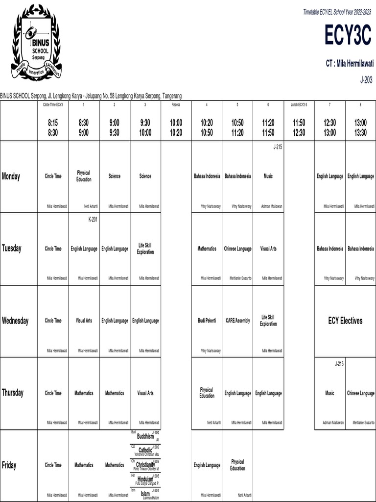 ECY3C Timetable - Share | PDF