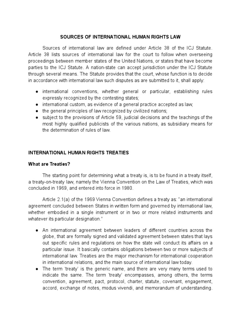 International Human Rights Law Sources | PDF