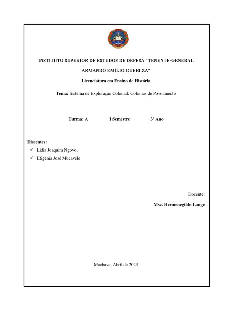 Instituto Superior de Estudos de Defesa "Tenente-General Armando Emílio ...