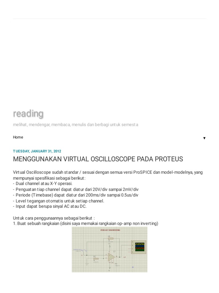 Reading - MENGGUNAKAN VIRTUAL OSCILLOSCOPE PADA PROTEUS | PDF