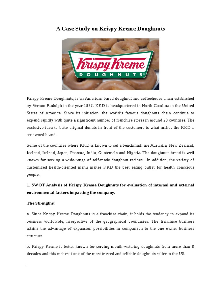 Krispy Kreme Doughnuts Case Study Assignment | PDF