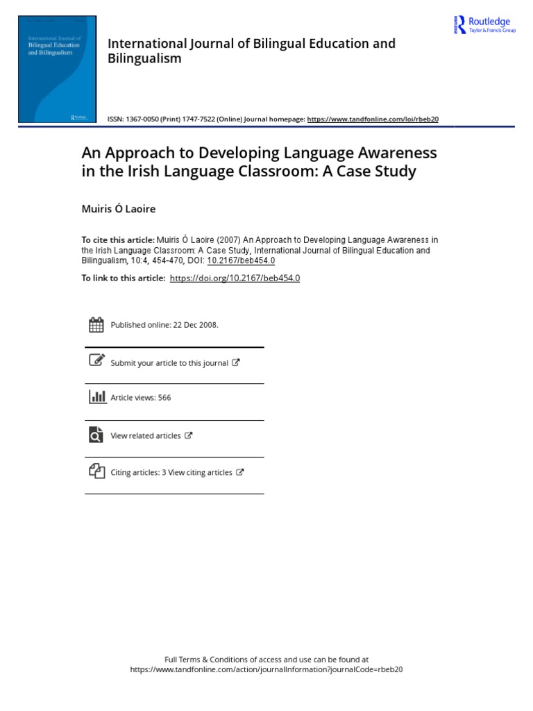 An Approach To Developing Language Awareness in The Irish Language ...