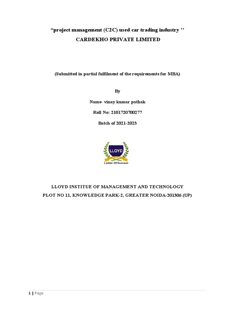 Vinay Pathak Project Report | PDF