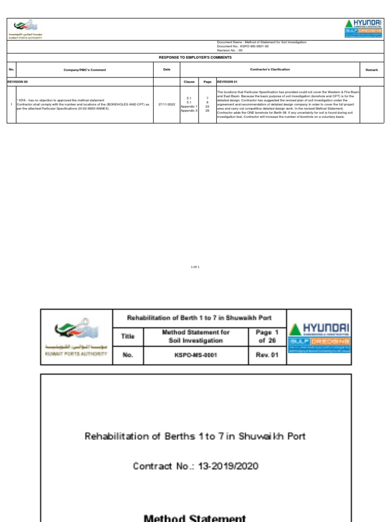 Soil Investigation Method Statement | PDF | Geotechnical Engineering ...