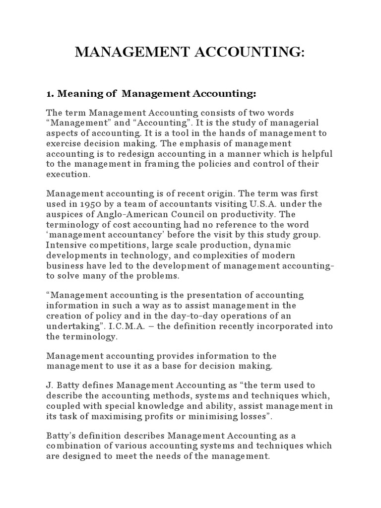MANAGEMENT ACCOUNTINg Unit-1 | PDF | Management Accounting | Accounting MANAGEMENT ACCOUNTINg Unit-1 | PDF | Management Accounting | Accounting