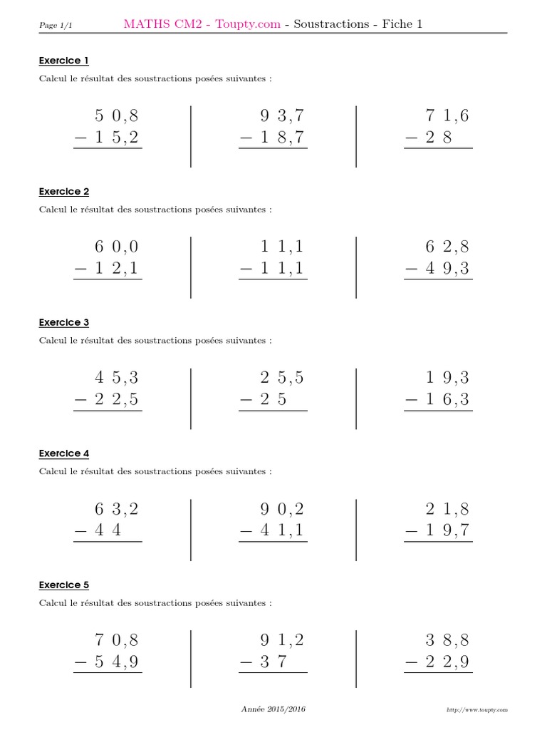 Soustraction cm2 2 | PDF