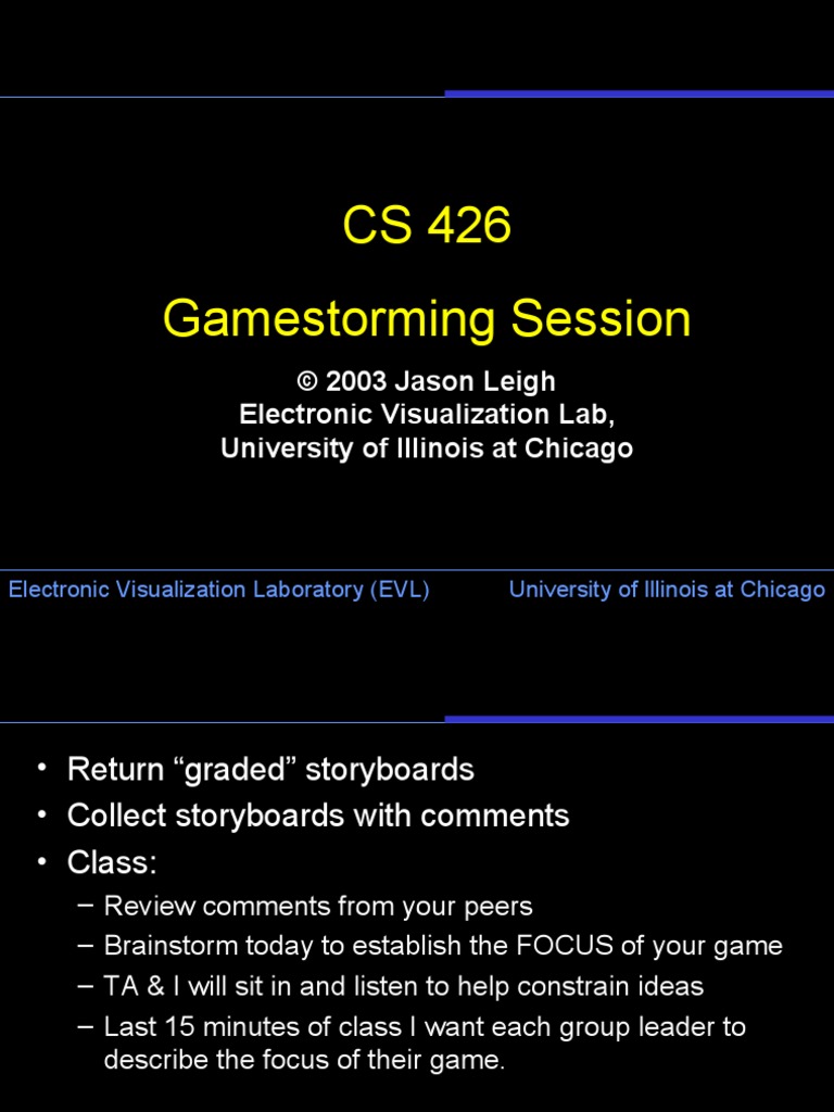 Game Design Brainstorming at EVL | PDF