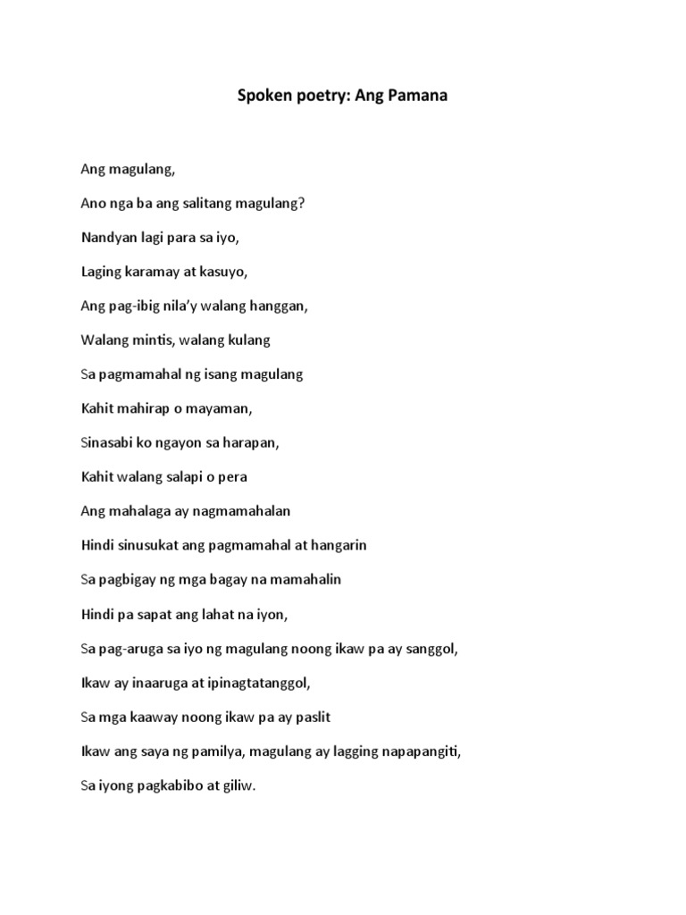 Ang Pamana Spoken Poetry | PDF