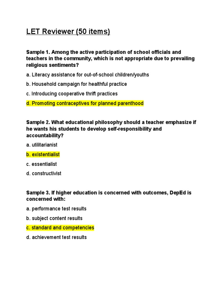 Let Reviewer 50 Items | PDF | Educational Assessment | Learning