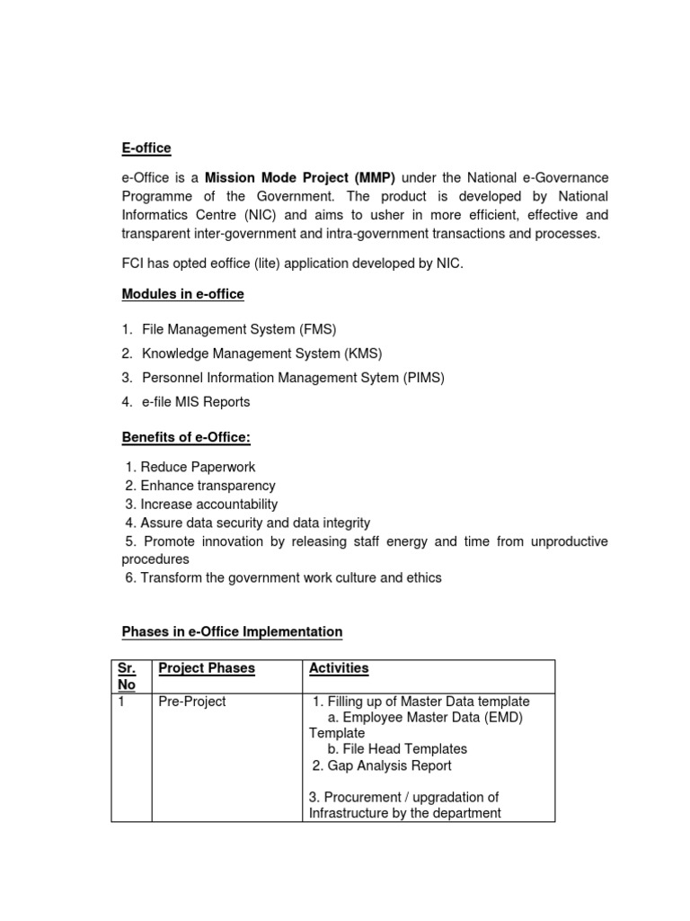 Implementing E-Office: A Guide to the Modules, Benefits, and Phases of ...