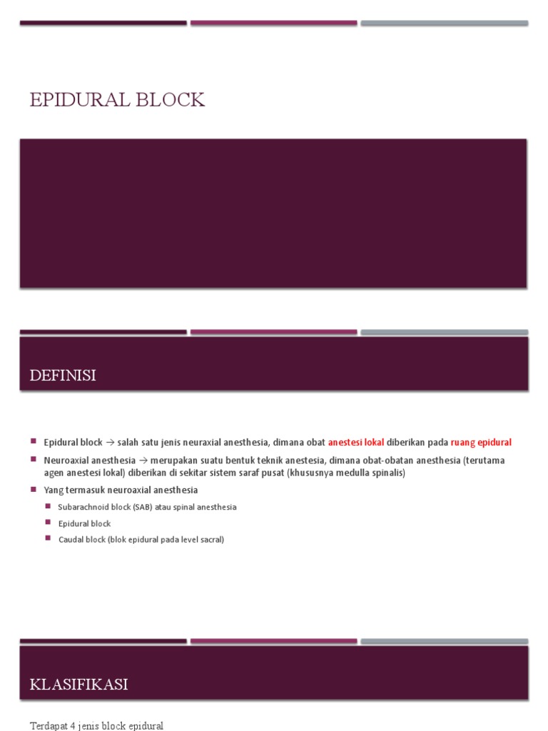 Epidural Block (Simple Version) | PDF
