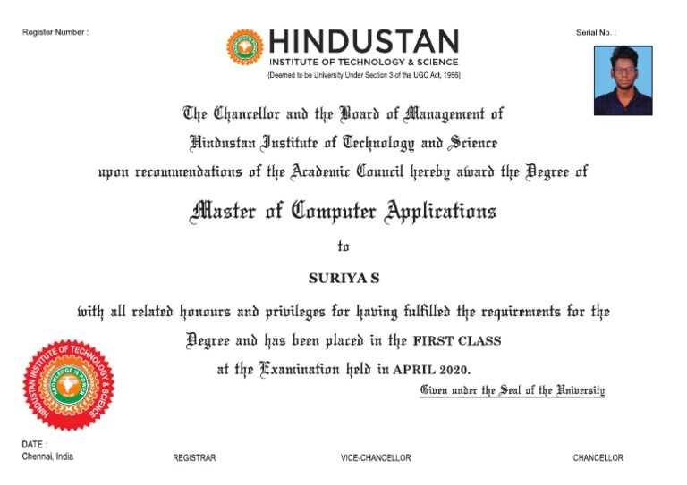 MCA Sample Certificate | PDF