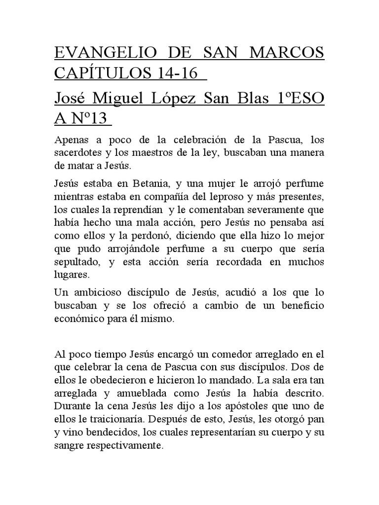 Evangelio de San Marcos | PDF | Jesús | San Pedro