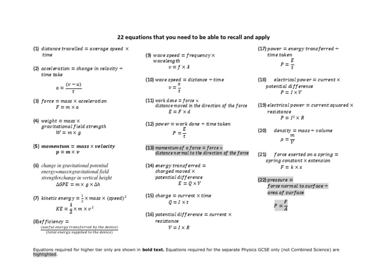 Physics Equations | PDF