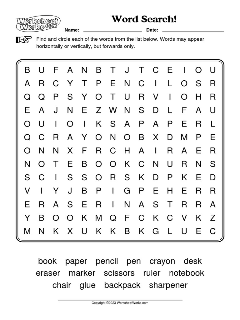 WorksheetWorks Word Search 1 | PDF | Equipment | Stationery