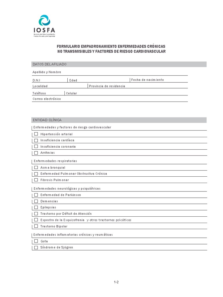 Formulario de Empadronamiento de Enfermedades Crónicas | PDF