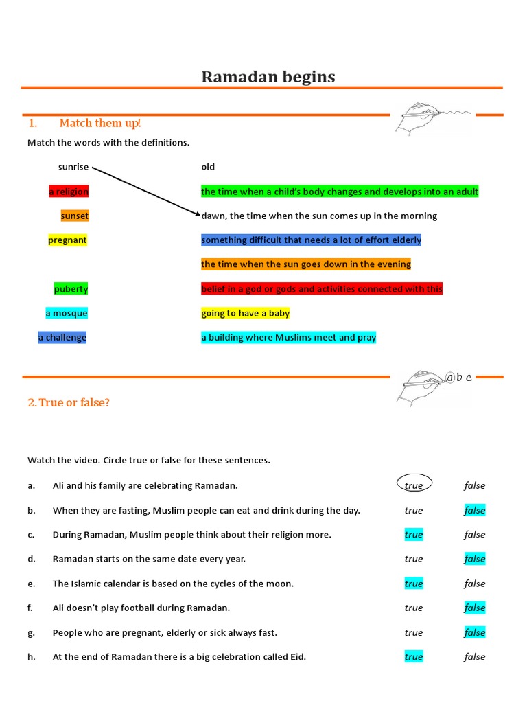 Ramadan Begins - Worksheet 2 | PDF | Ramadan | Abrahamic Religions