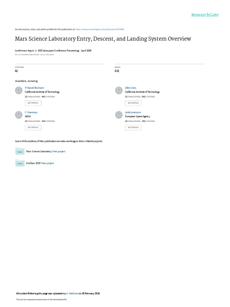 08-0255 MSL - Entry DEscent Landingoverview | PDF | Atmospheric Entry ...