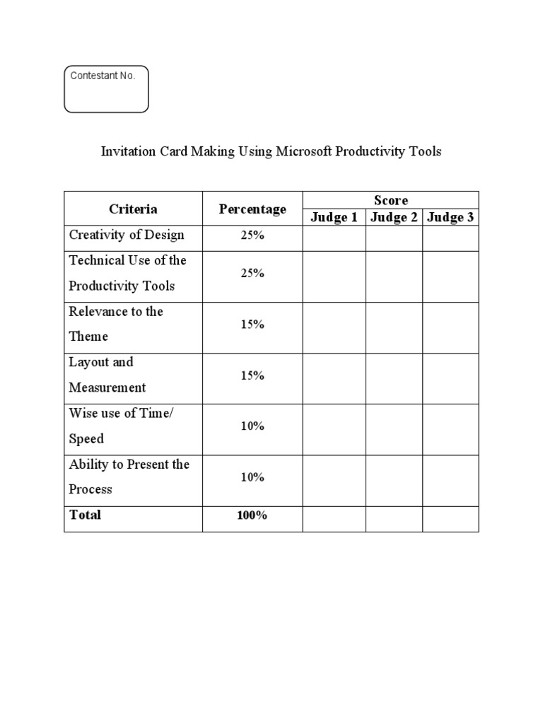 Criteria For Judging in Every Event - Technolympics | PDF