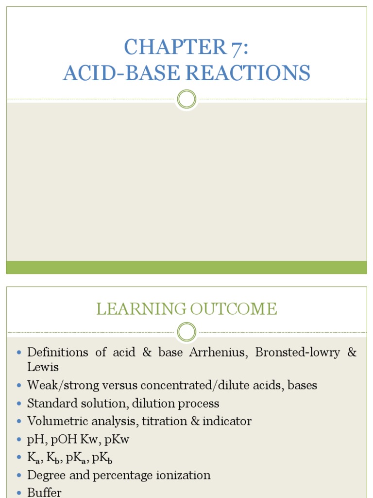 Chapter 7 Acid-Base Reaction | PDF | Acid | Chemistry