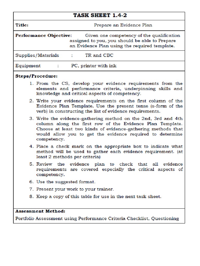 10 TS Prepare Evidence Plan | PDF