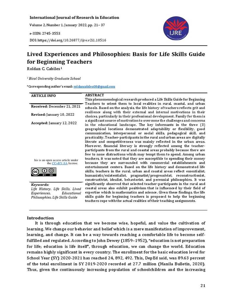 Life Skills Guide for New Teachers | PDF | Learning | Teachers