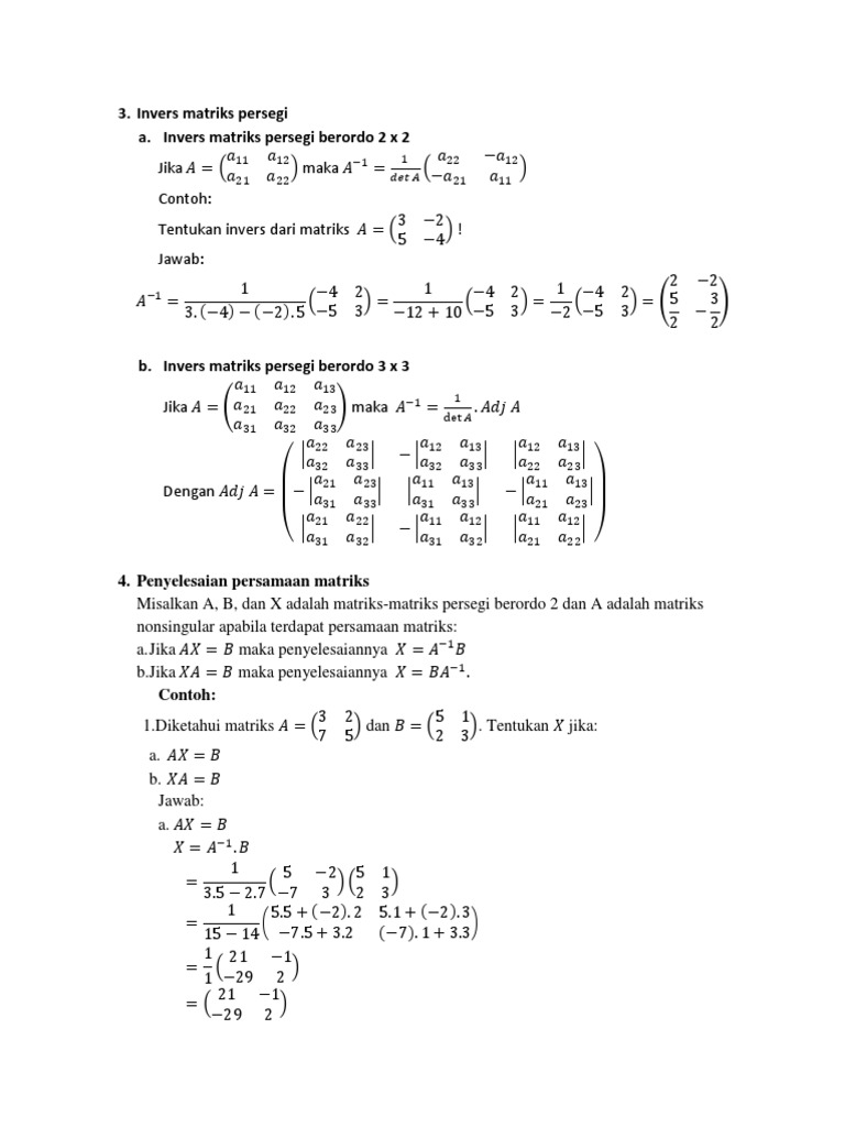 Invers Matriks Persegi | PDF