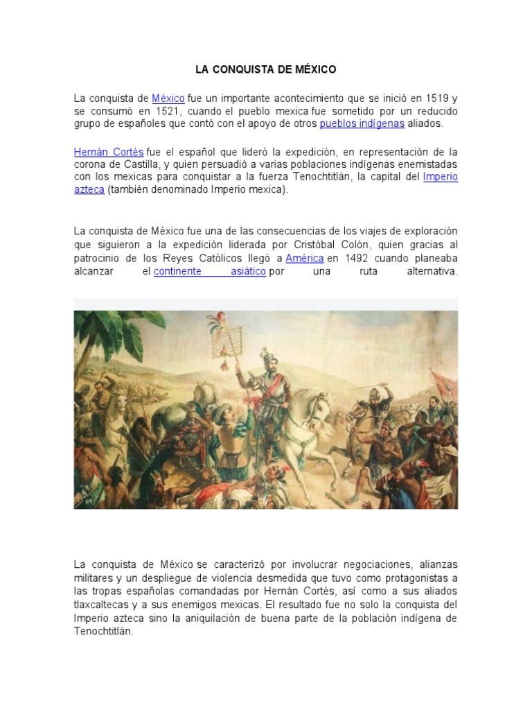 Conquista de México: Hernán Cortés y Tenochtitlán | PDF | Hernán Cortés ...