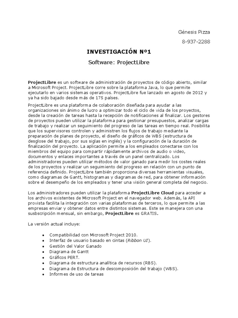 Guía de ProjectLibre para Gestores de Proyectos | PDF | Software ...