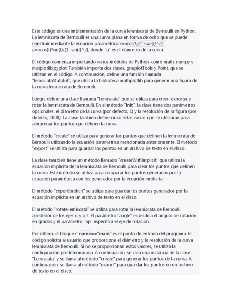 Explicacion Codigo Lemniscata | PDF