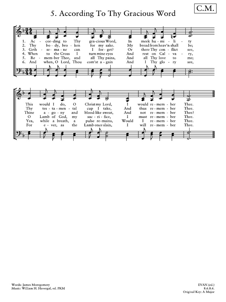 005 According To Thy Gracious Word | PDF | Thou