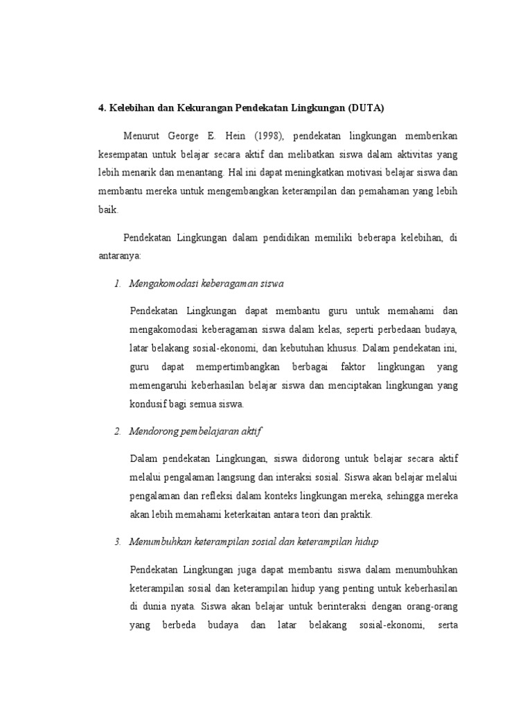 Kelebihan Dan Kekurangan Pendekatan Lingkungan | PDF