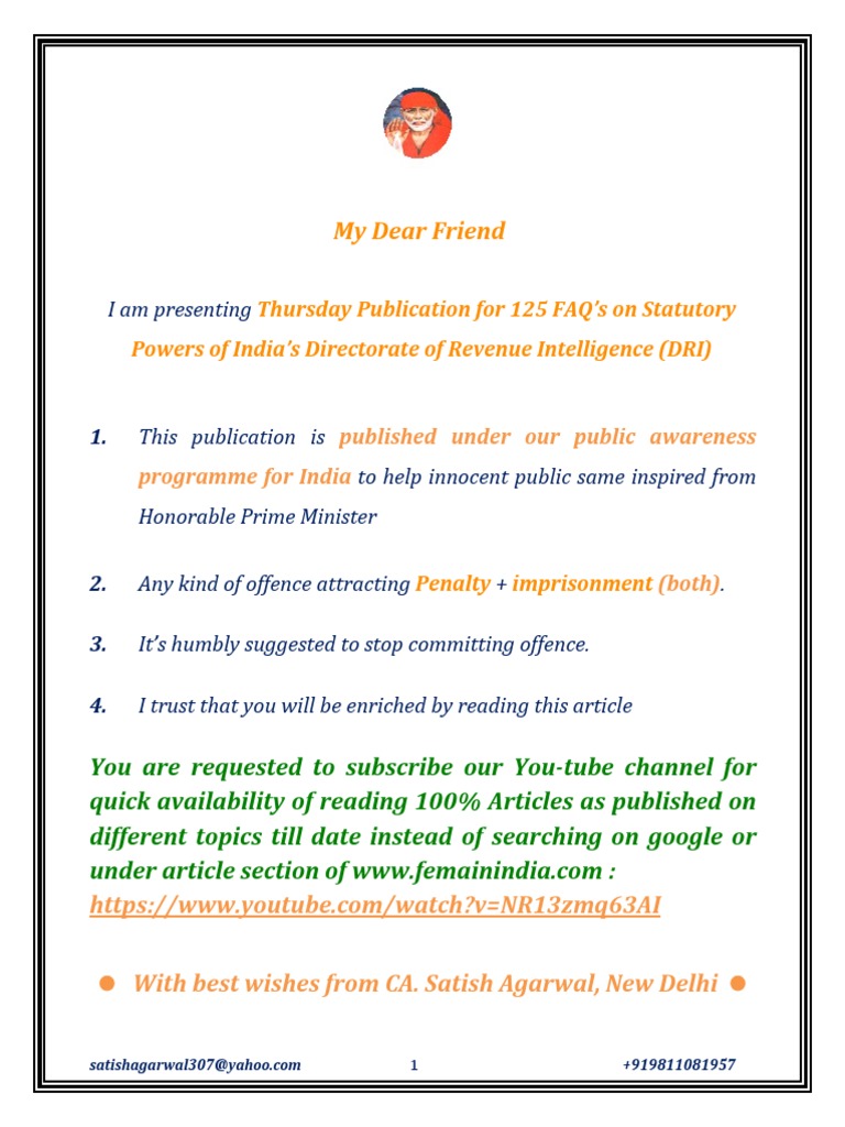 125 FAQ's On Statutory Powers of India's DRI | PDF | Illegal Drug Trade ...