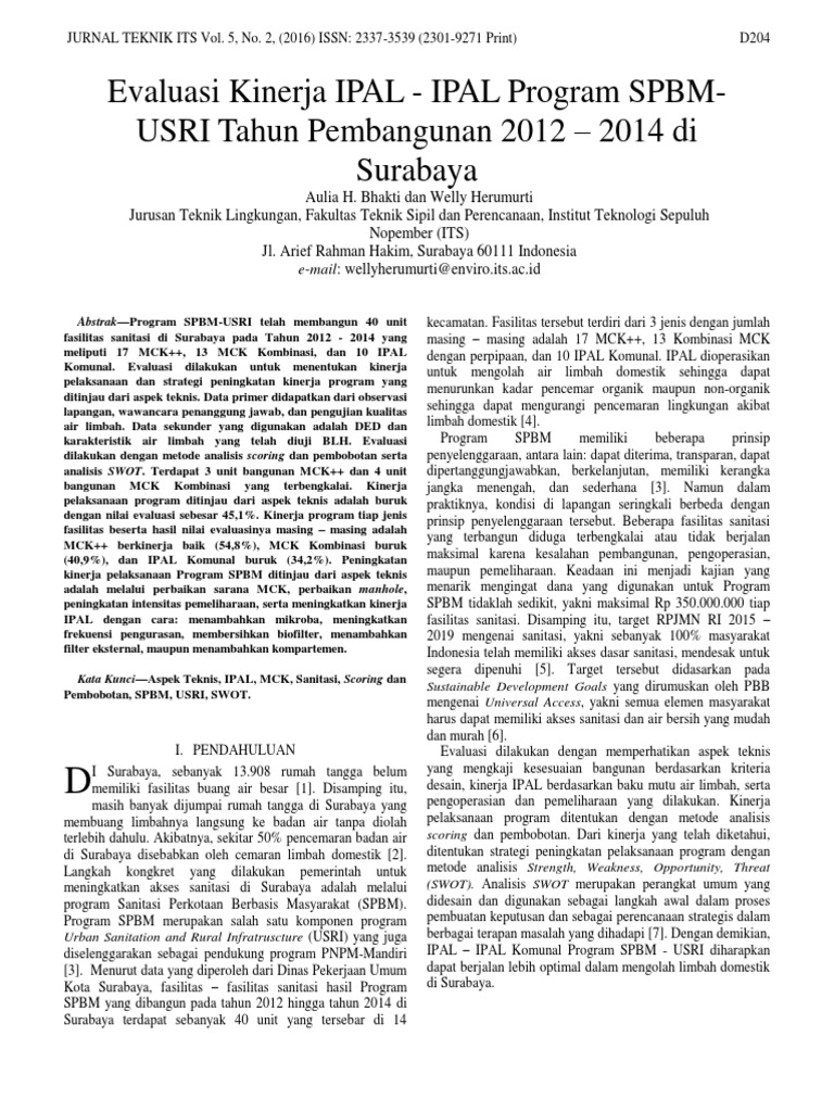 Evaluasi IPAL Komunal SPBM di Surabaya | PDF