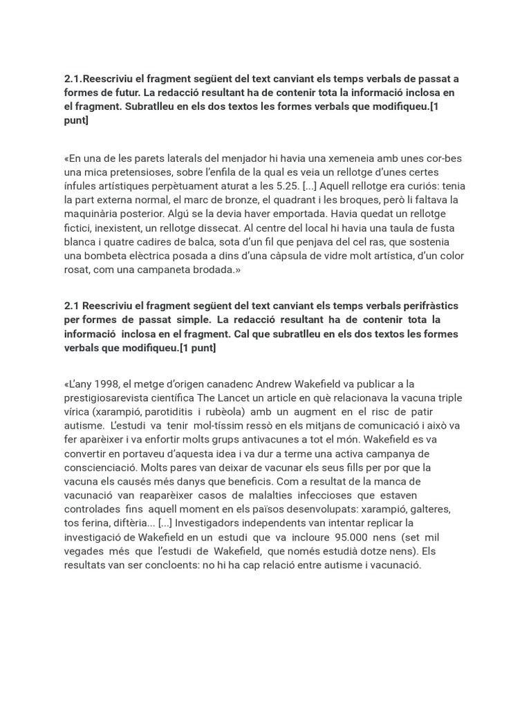 Exercicis 2.1 Selectivitat | PDF