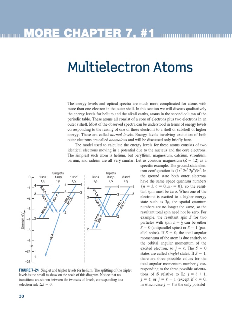 More Chapter 7 1-Multielectron Atoms | PDF | Spin (Physics) | Atoms