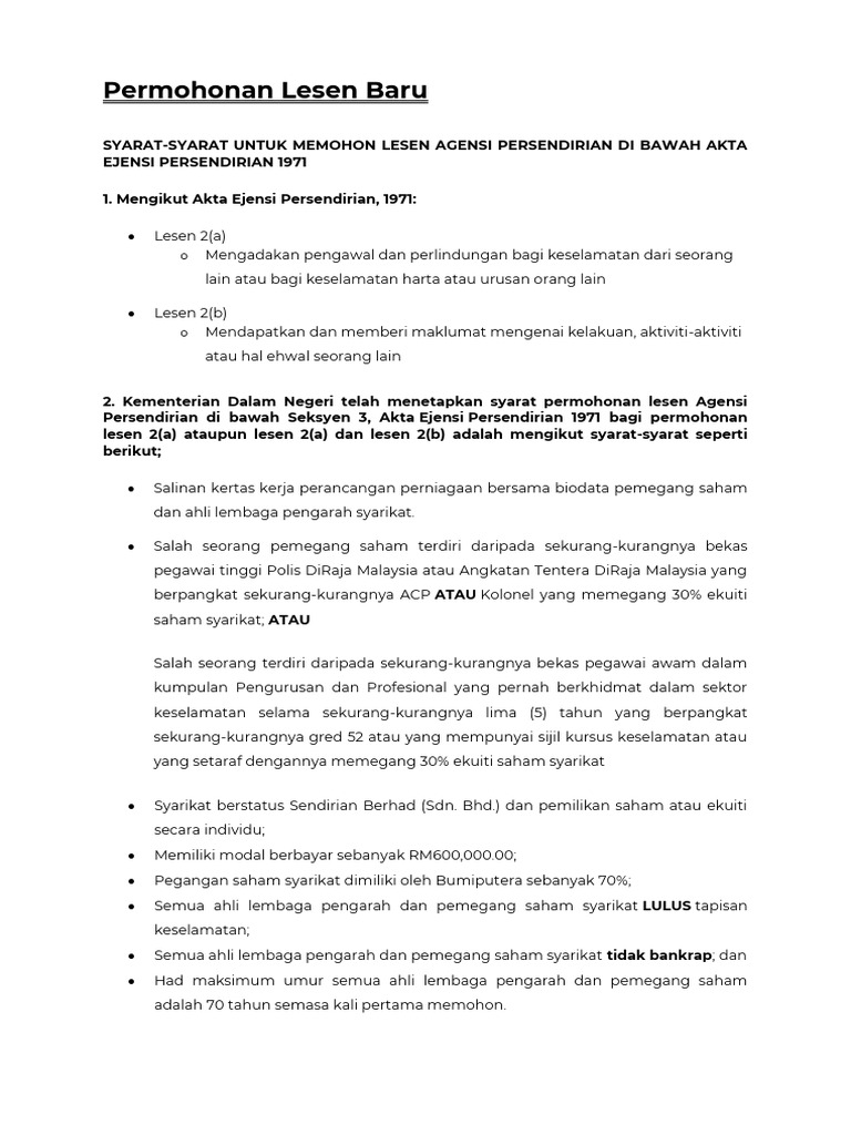 Permohonan Lesen Baru | PDF