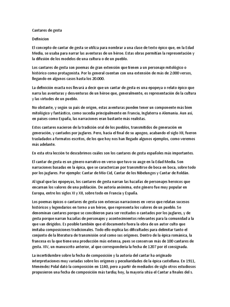 Cantares de Gesta | PDF