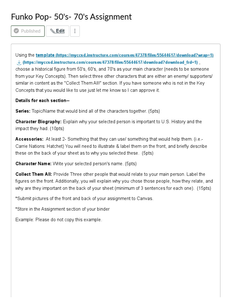 Funko Pop Historical Figures Assignment | PDF