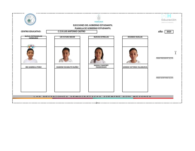 Elecciones Del Gobierno Estudiantil Planilla de Gobierno Estudiantil ...