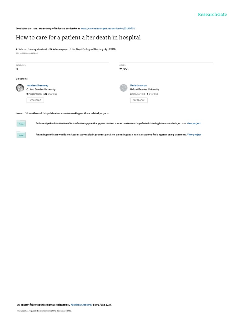 RCNi Care After Death Hospital | PDF | Nursing | Palliative Care