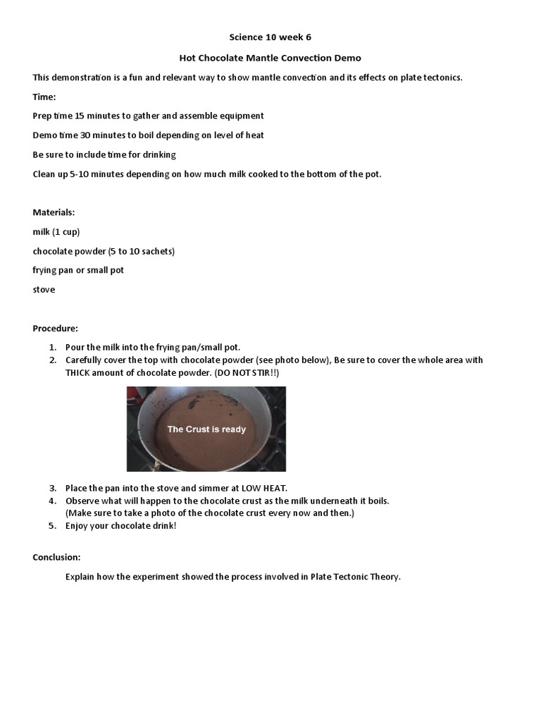 Hot Chocolate Mantle Convection Demo 1 | PDF | Plate Tectonics | Crust ...