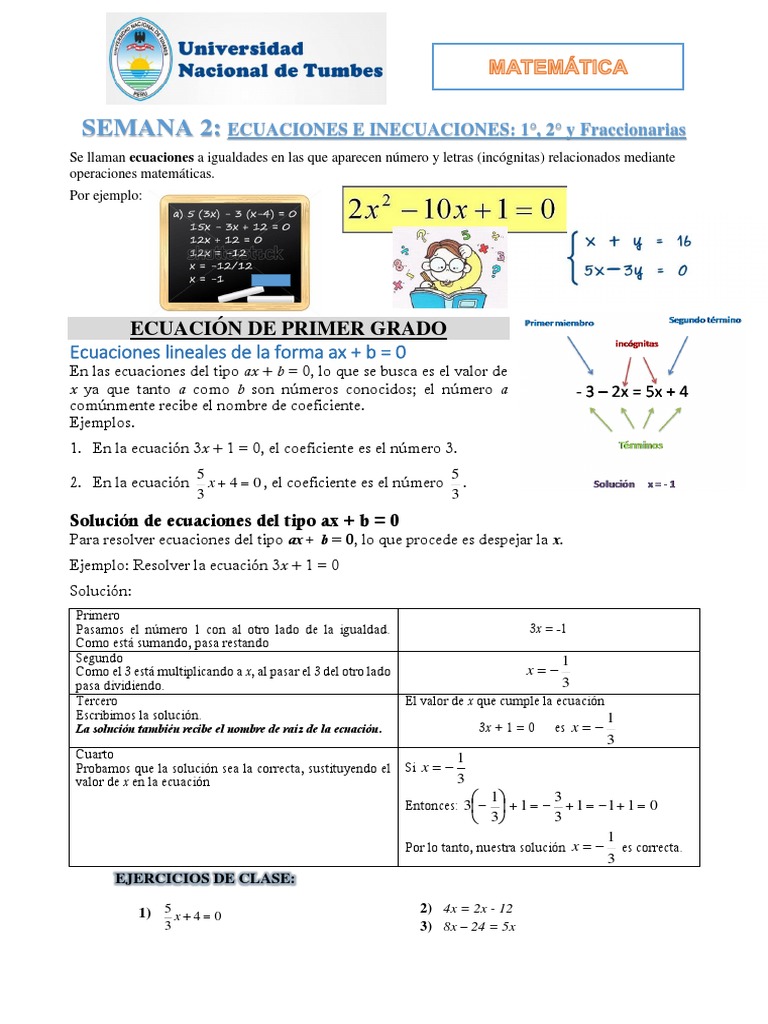 ECUACIONES E INECUACIONES - TEORIA - Practica | PDF | Desigualdad (Matemáticas) | Ecuaciones
