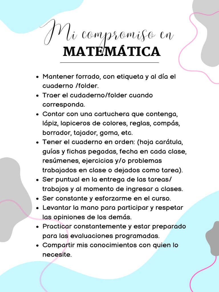 Mi Compromiso En: Matemática | PDF | Crecimiento personal y profesional | Hogar, jardinería y ...