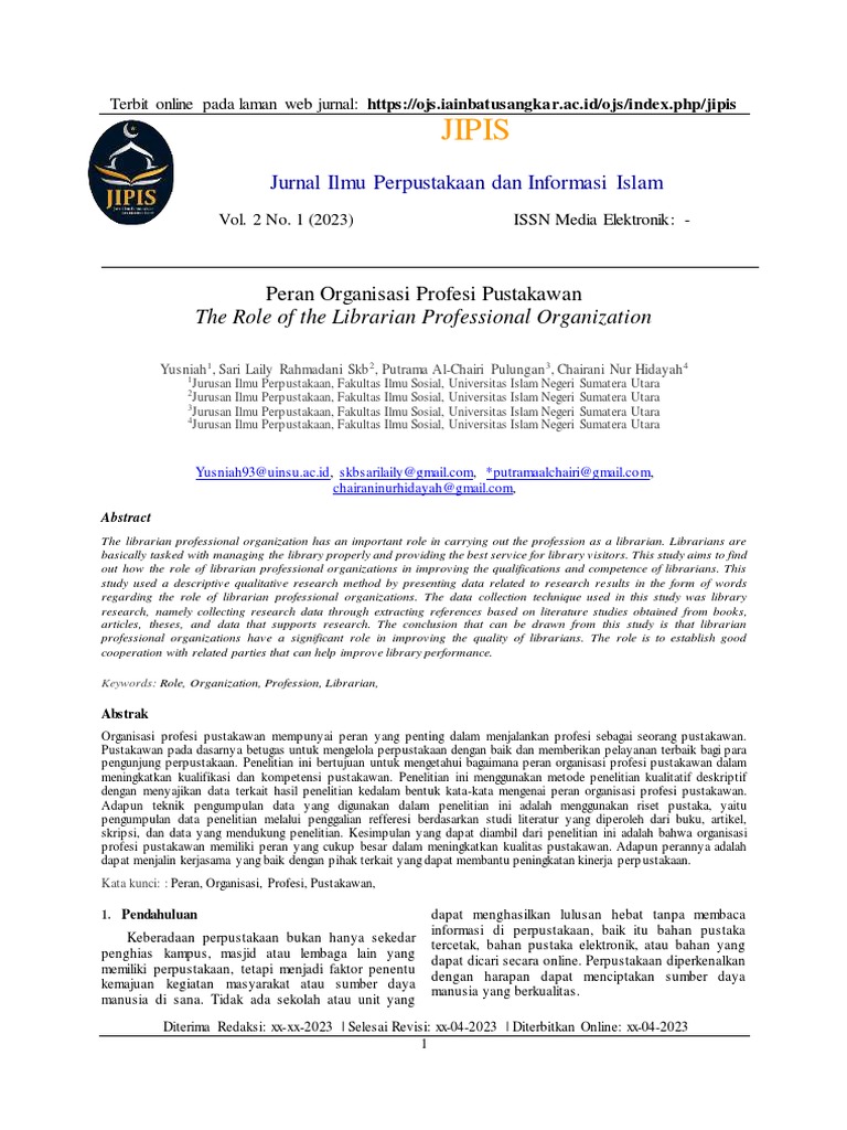 Peran Organisasi Profesi Pustakawan | PDF | Methodology
