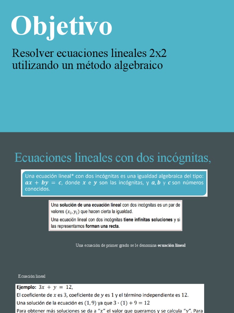 Sistema De Ecuaciones Lineales 2x2 Pdf 2338